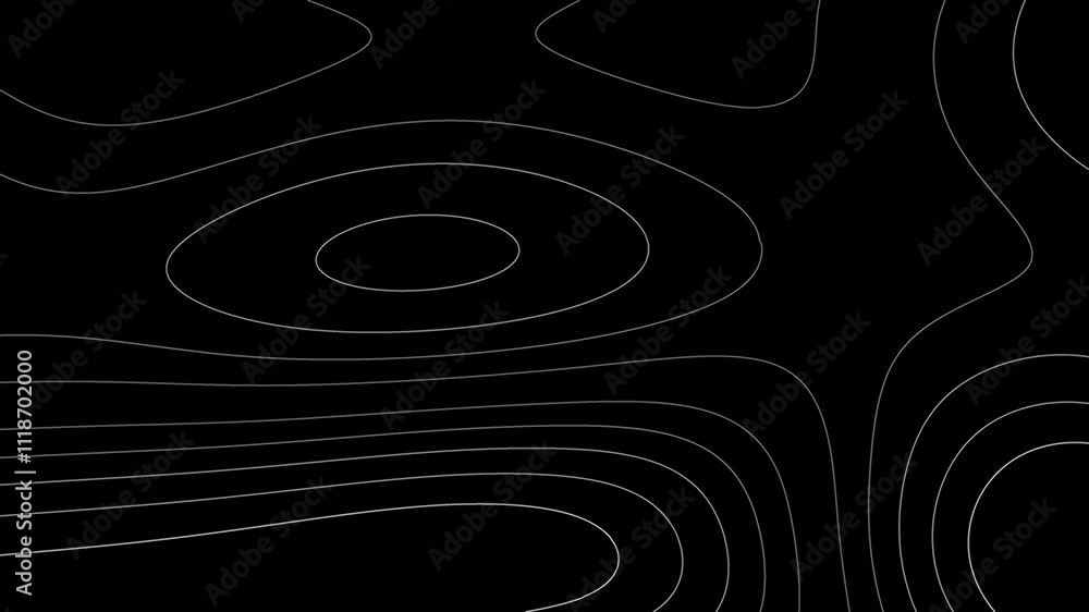 Animated Outline Topographic Contour Map. Abstract moving topographic ...