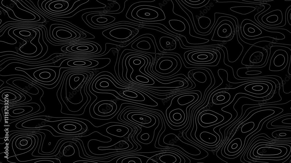 Animated Outline Topographic Contour Map. Abstract moving topographic ...