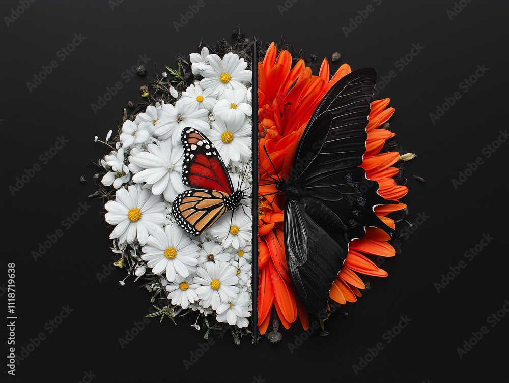Foto de Two butterflies facing each other, the one on the left ...
