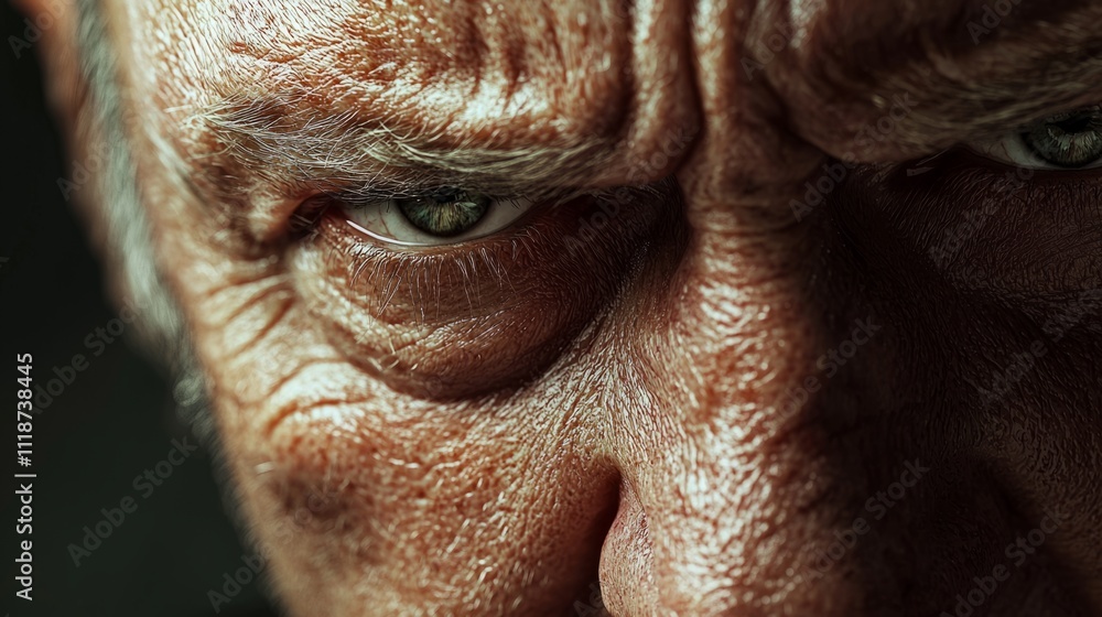 Persons face contorted in pain, subtle expression, focus on furrowed ...