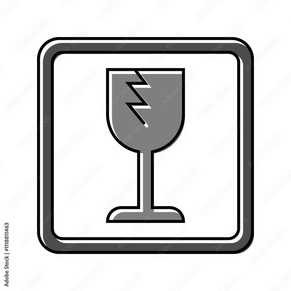 fragile product label warning color icon vector. fragile product label ...