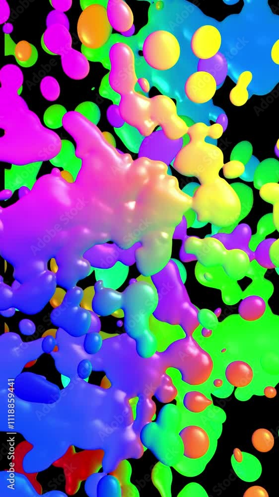 Vertical Multicolored Blob Explosion Background 4K features flowing ...