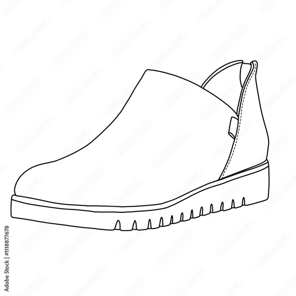 Women's Slip On Loafers Casual Shoes with rear zipper Line art ...