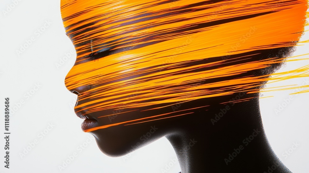 ADHD awareness art, abstract fluid strokes in bold primary colors ...