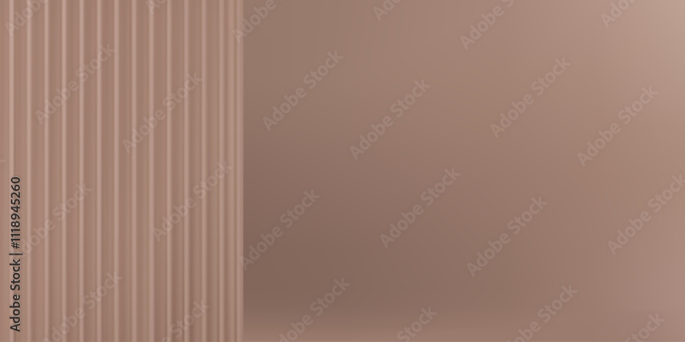 Mocha Mousse background with 3D reeded translucent glass. Elegant ...