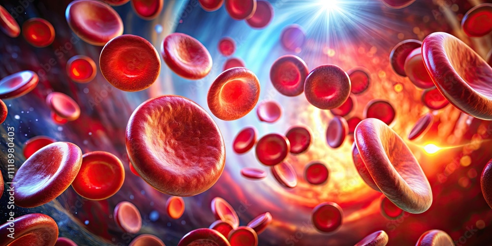 Photo & Art Print Red blood cells in a vein with colorful lighting ...