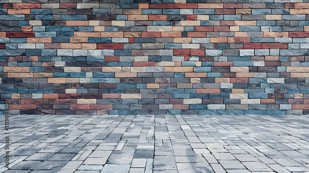 Modern empty brick wall background with a blend of colors for stylish ...