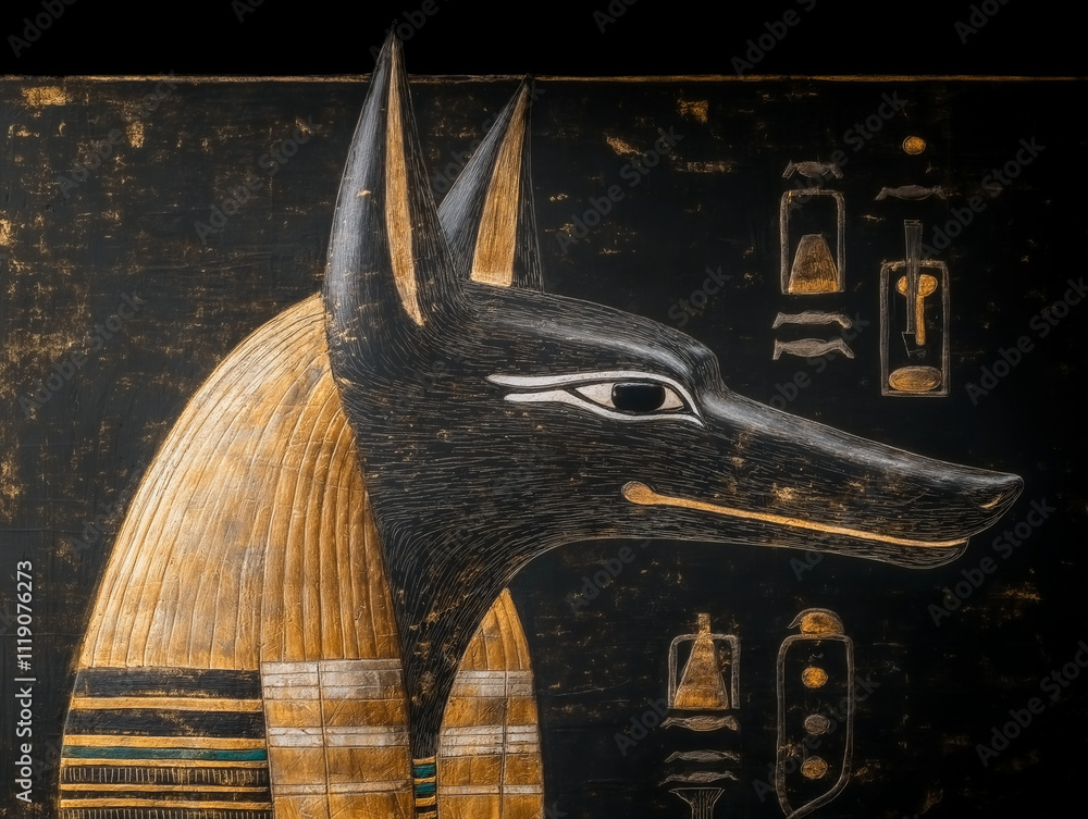 Ancient Egyptian Anubis Jackal God: Intricate details and rich textures ...