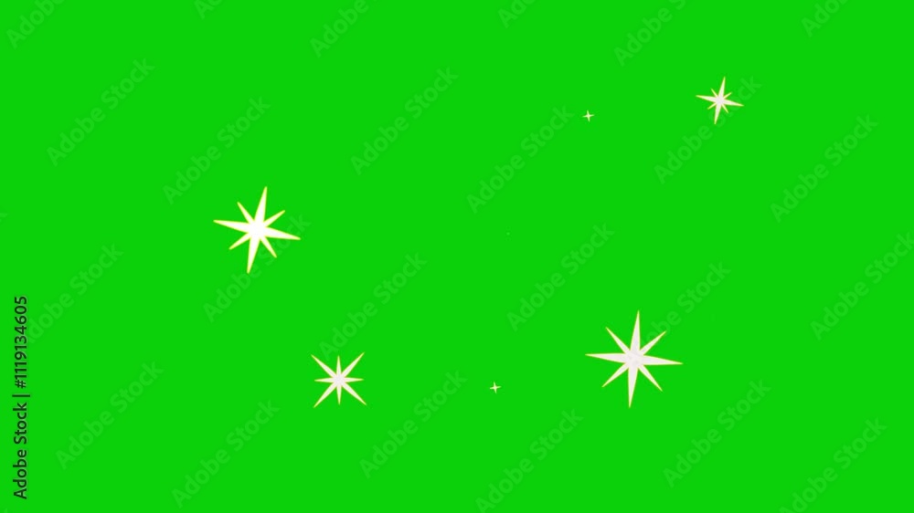 Glimmer effect animation on a green background. Twinkling stars ...