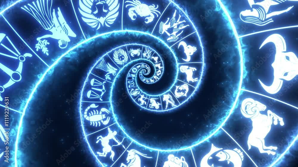 Horoscope Zodiac Sun signs arranged in an infinite double helix Burning ...
