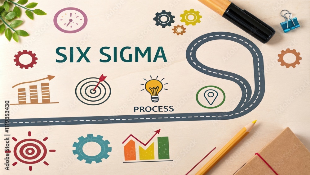 Six Sigma and DMAIC concept. Visual representation of Six Sigma process ...