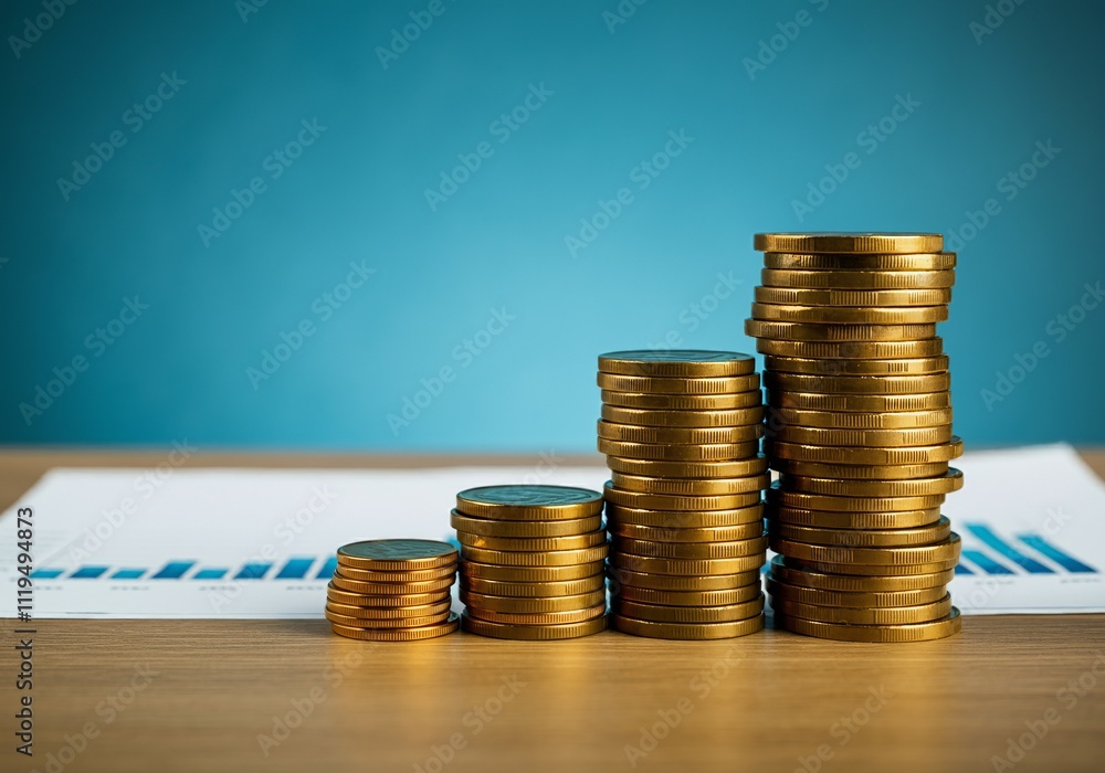 "A minimalist design featuring a gold ingot with a stock ticker line ...