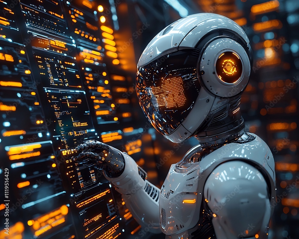 Futuristic Startup Office with AI Powered Machines Optimizing Business ...