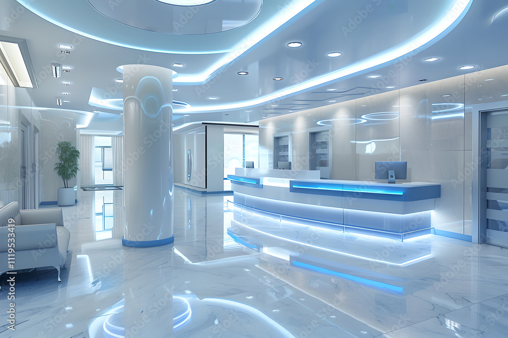 Reception hall in health center, hospital, clinic. Modern medical room ...