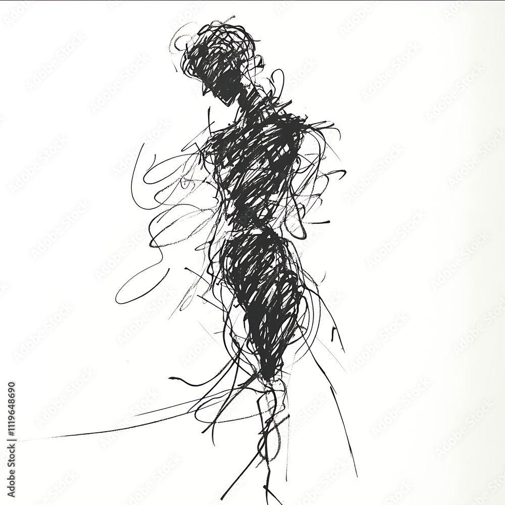 minimalistic simple black ink sketch stylised illustration of a ...