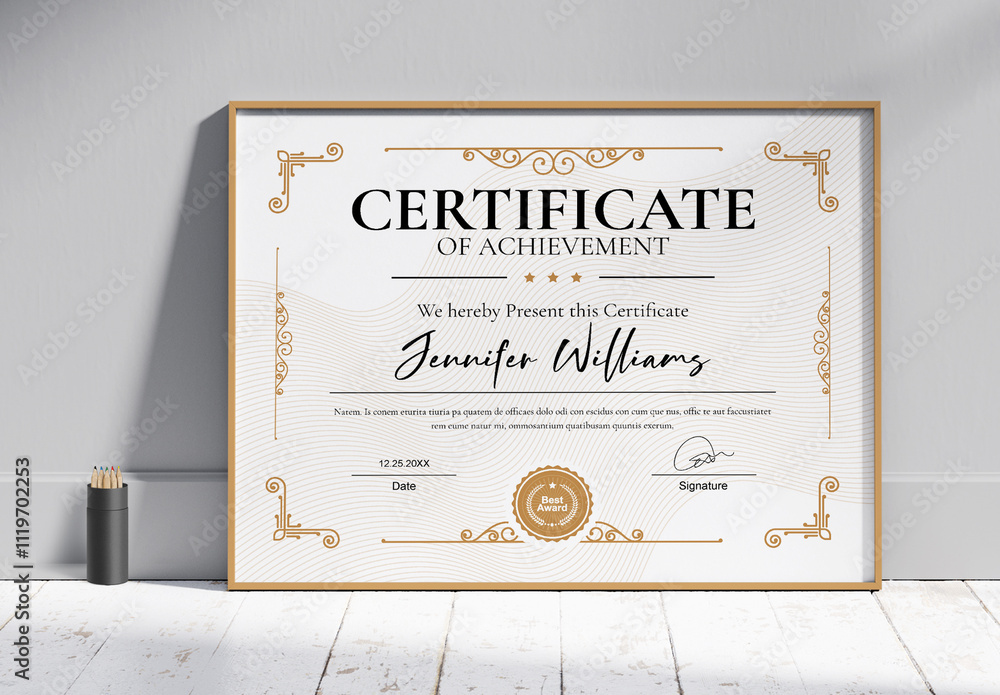 Certificate of Appreciation Layout with Ornate Border Template Stock ...