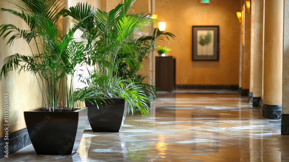 Elegant indoor planters in spa lobby enhance serene atmosphere ...