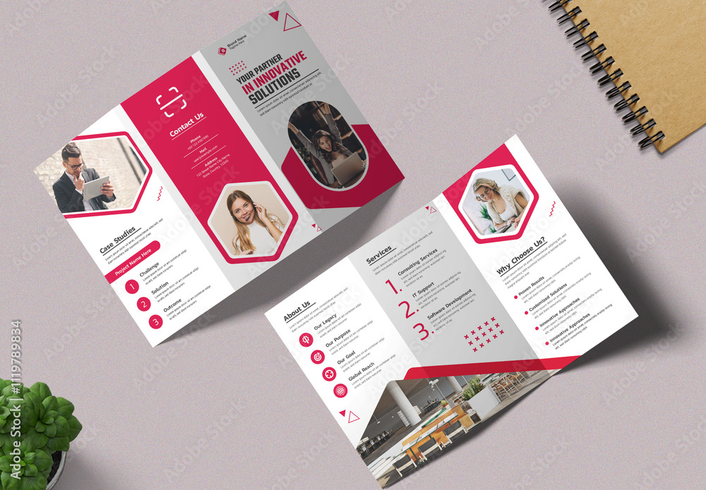 Digital Service Offering Trifold Brochure Layout Stock Template | Adobe ...