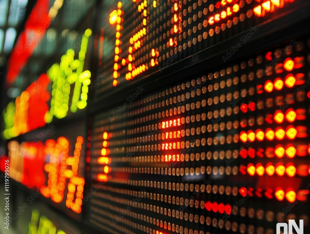 Poster Stock market trading display financial district digital screen ...