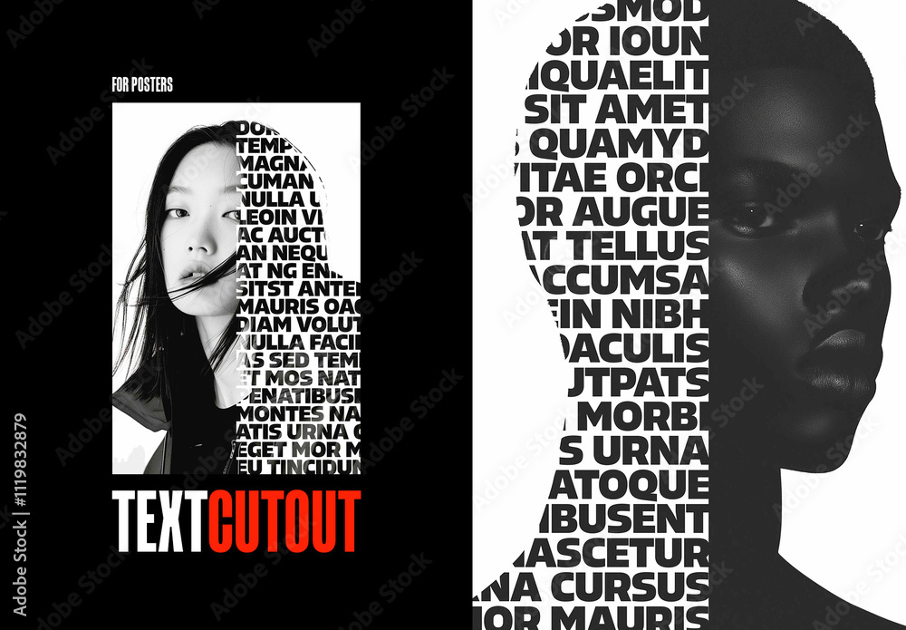 Text Cut Out Poster Photo Effect Mockup Stock Template | Adobe Stock