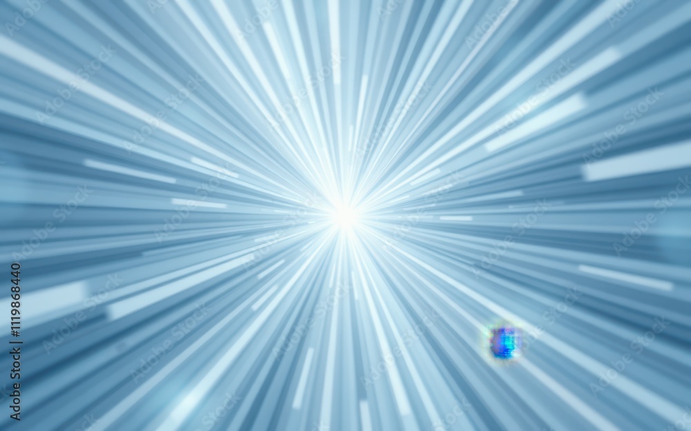 Dynamic abstract design with radiant beams of light emanating from a ...