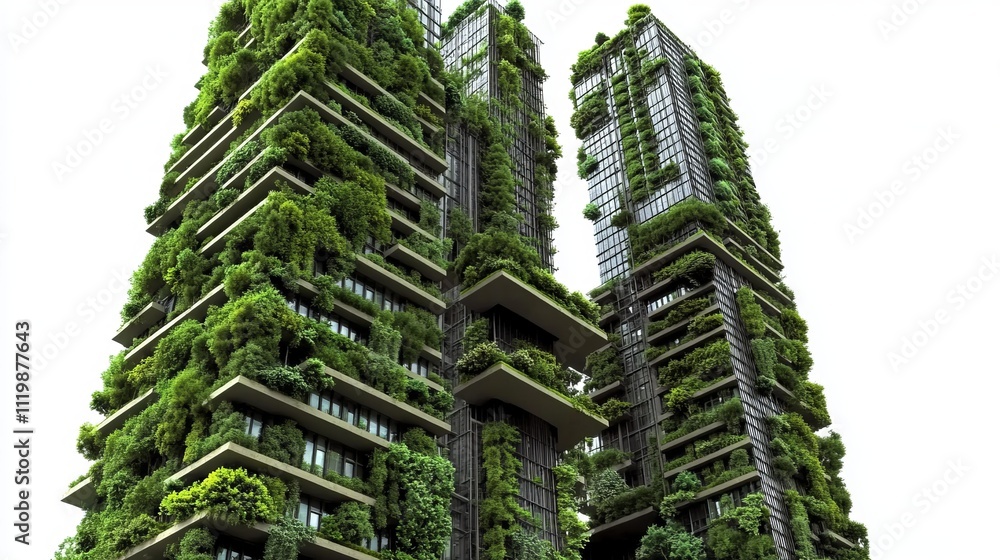 Net zero carbon solutions. A modern architectural design featuring two ...