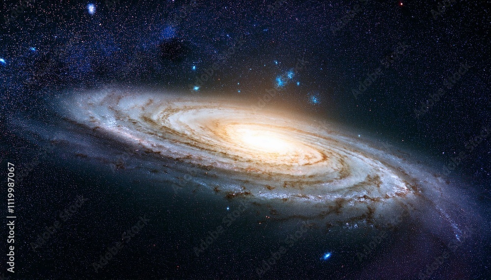 spiral galaxy with starry light stars and milky way galaxy sci fi space ...