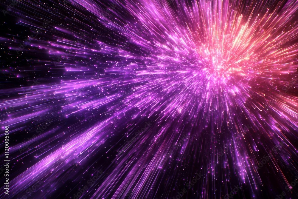 hyper realistic photo of 3d neon purple and violet neon light rays and ...