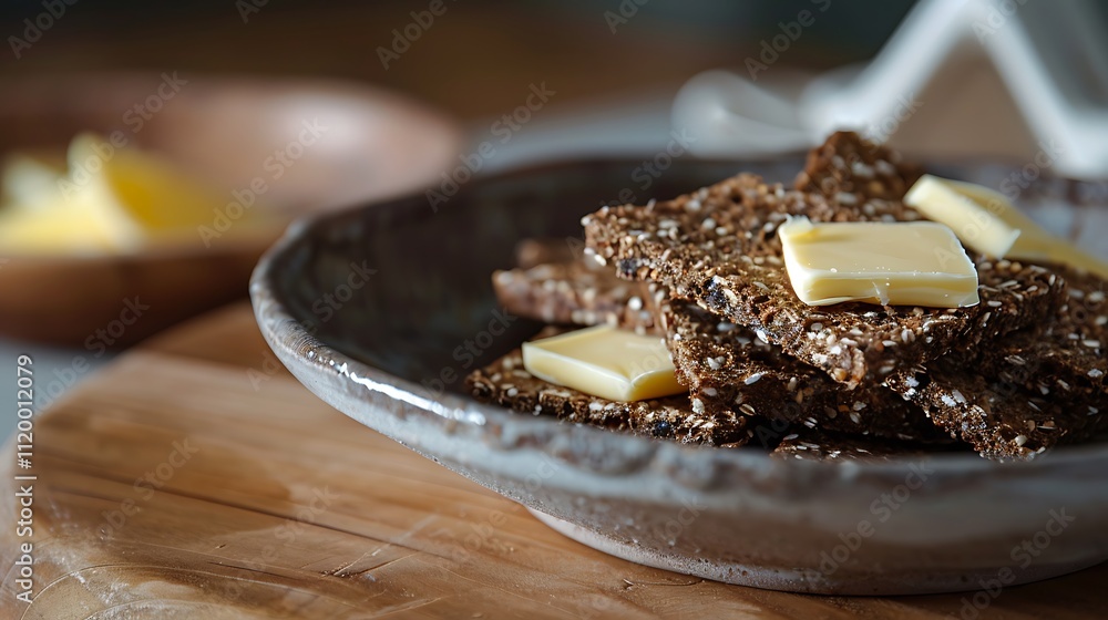 Weet bix with butter and vegemite as a snack Stock Photo | Adobe Stock