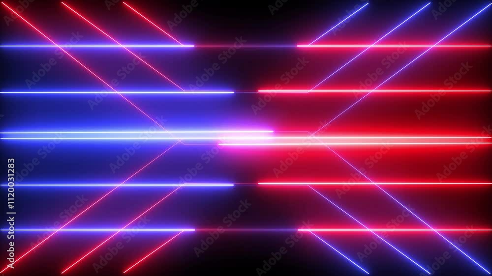 A neon curved line background features a flowing, glowing arc or wave ...