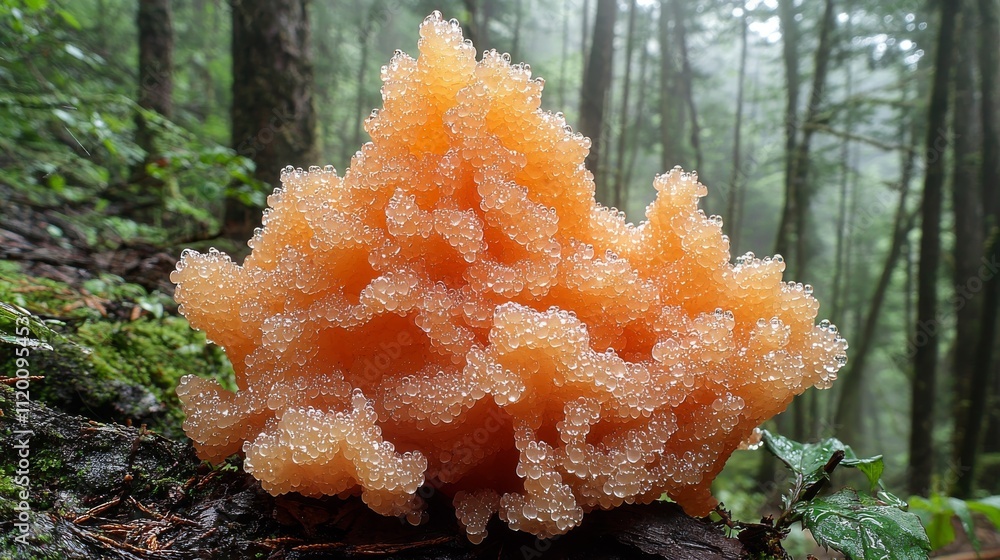 Orange Myxomycete Fungus in Lush Forest Nature Photography Macro ...