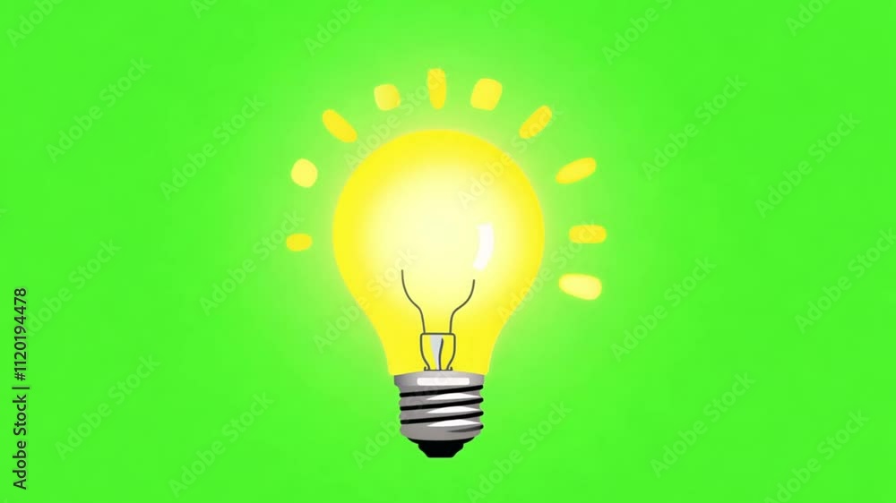 Lightbulb cartoon on green screen. Idea,creative inspiration animation ...