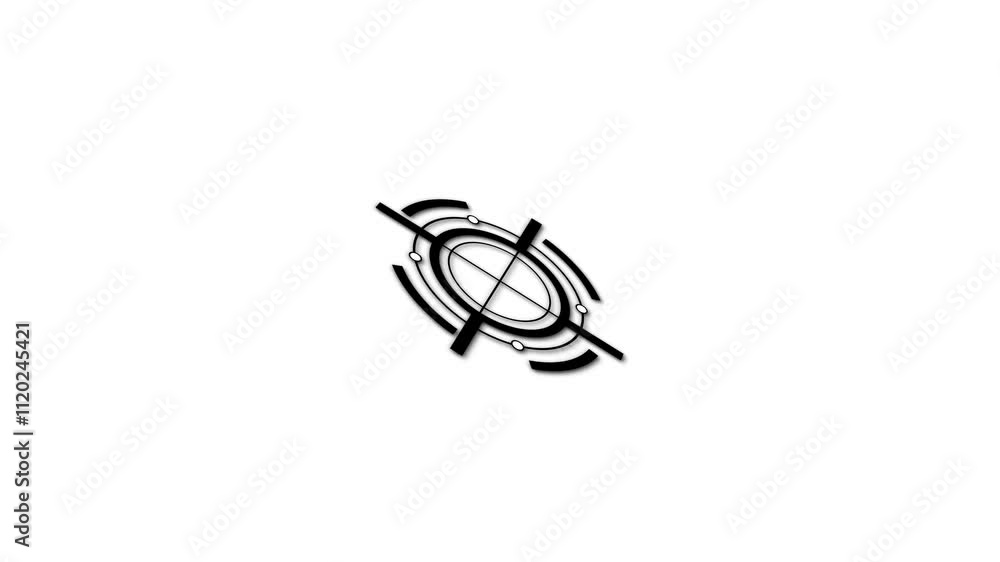 3d HUD Circle User interface on isolated black background. Target ...