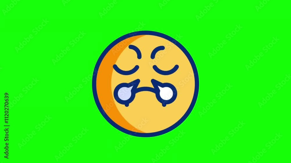 Animated angry face emoji with steam from nose icon loop on a green screen background for motion ...