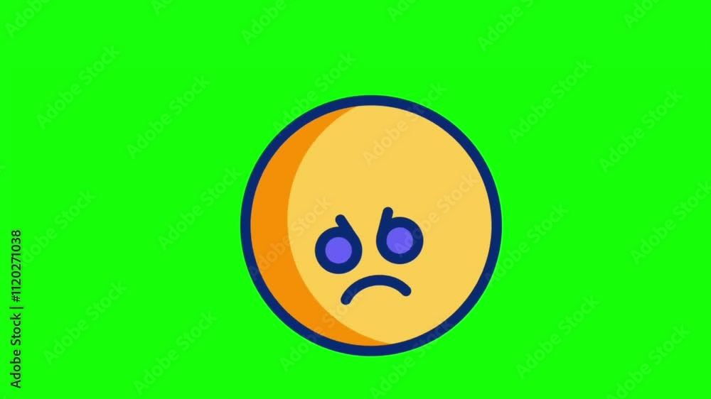 Animated angry face emoji icon with expression loop on a green screen ...
