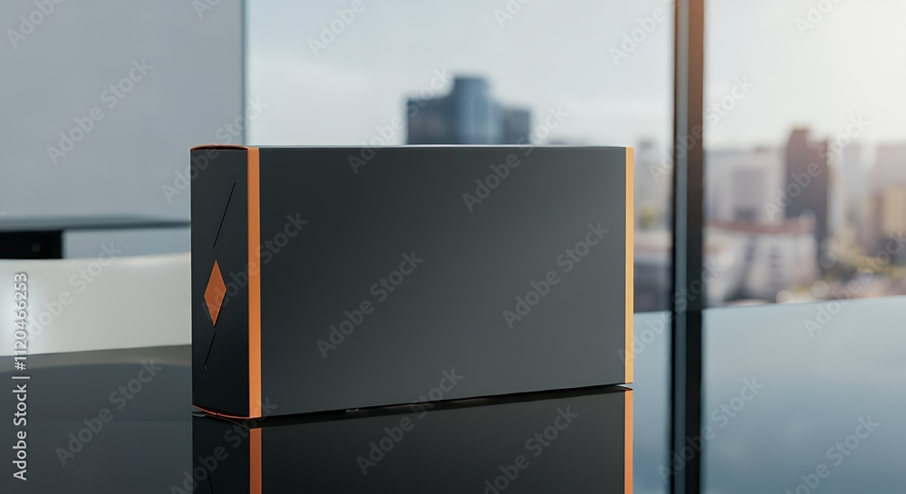 A blank PC graphics card packaging mock-up, displayed on a high-end ...