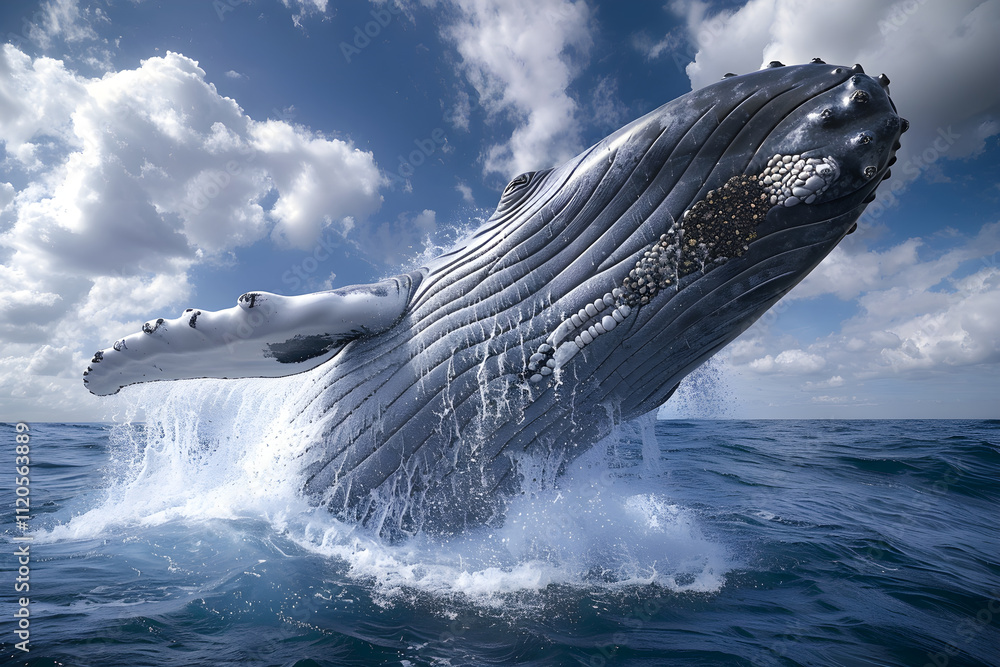 Majestic Blue Whale Breaching the Ocean Surface: An Awe-Inspiring ...