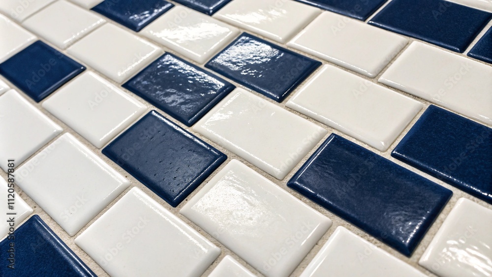 Foto de Ceramic tile dark blue white square rectangular vertical wall ...