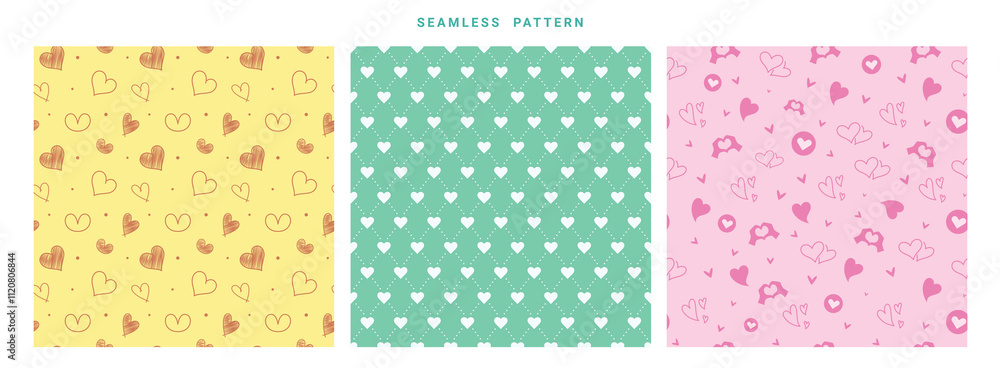Love heart seamless pattern clipart. Brown, green and purple heart ...
