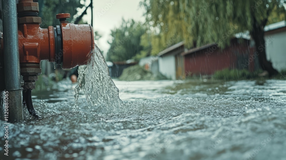 Pumping Water from Flooded Area after Heavy Rainfall Natural Disaster ...