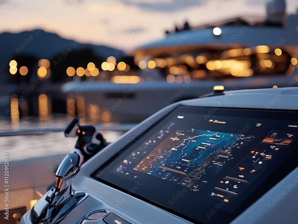 Marine GPS Display A yacht control panel featuring weatherintegrated ...