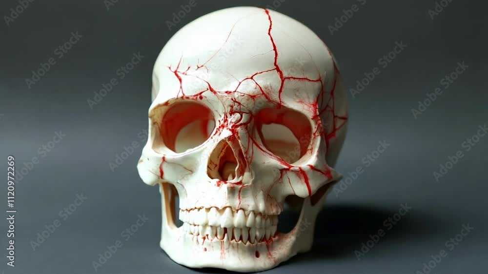 Human Skull with Red Veins: A detailed, anatomical model of a human ...