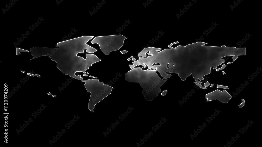 Neon World Map Borders Outline Loop Background, animation red world map ...