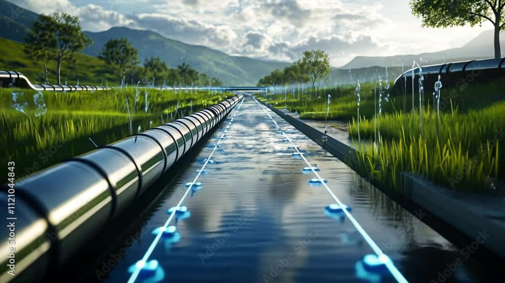 A digital water management system that monitors water levels and flow in real-time, using ...