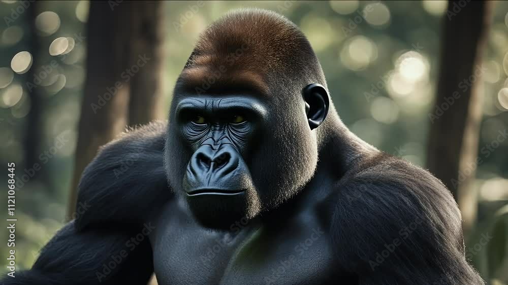 gorilla olated male silverback ape lowland white monkey africa animal ...