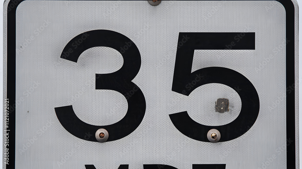 Speed limit sign displaying 35 mph on a rural road, emphasizing the ...