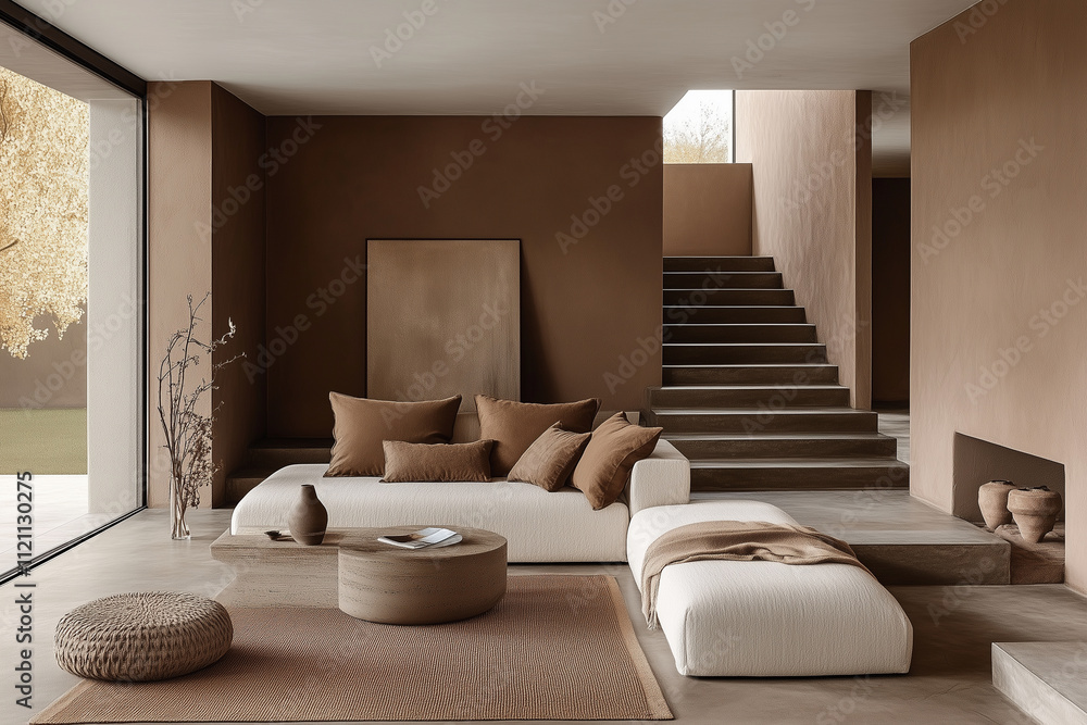 Modern interior design with Pantone 2025 Colour of the Year Mocha ...