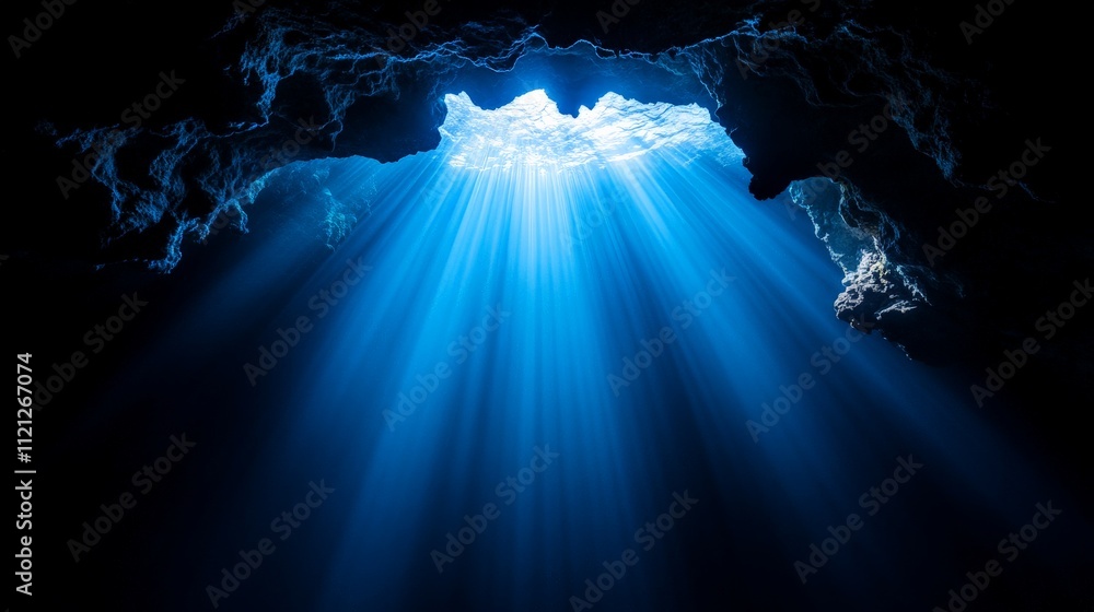 Photo & Art Print Underwater Cave Light Beams: A breathtaking view of ...
