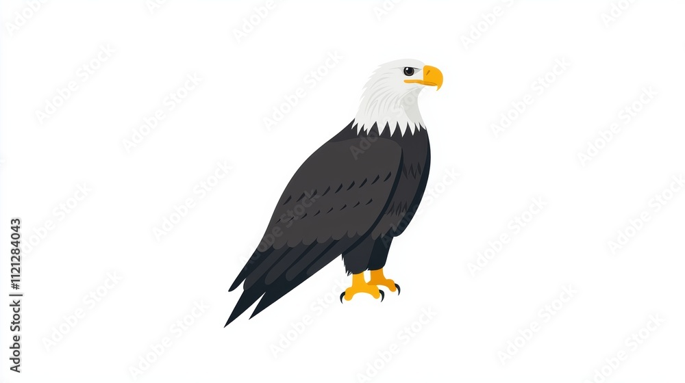 Eagle illustration in a minimalist style nature scene digital art clean ...