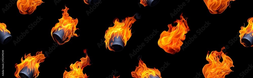 Attack, slash, and cut effects isolated on black background. Yellow ...